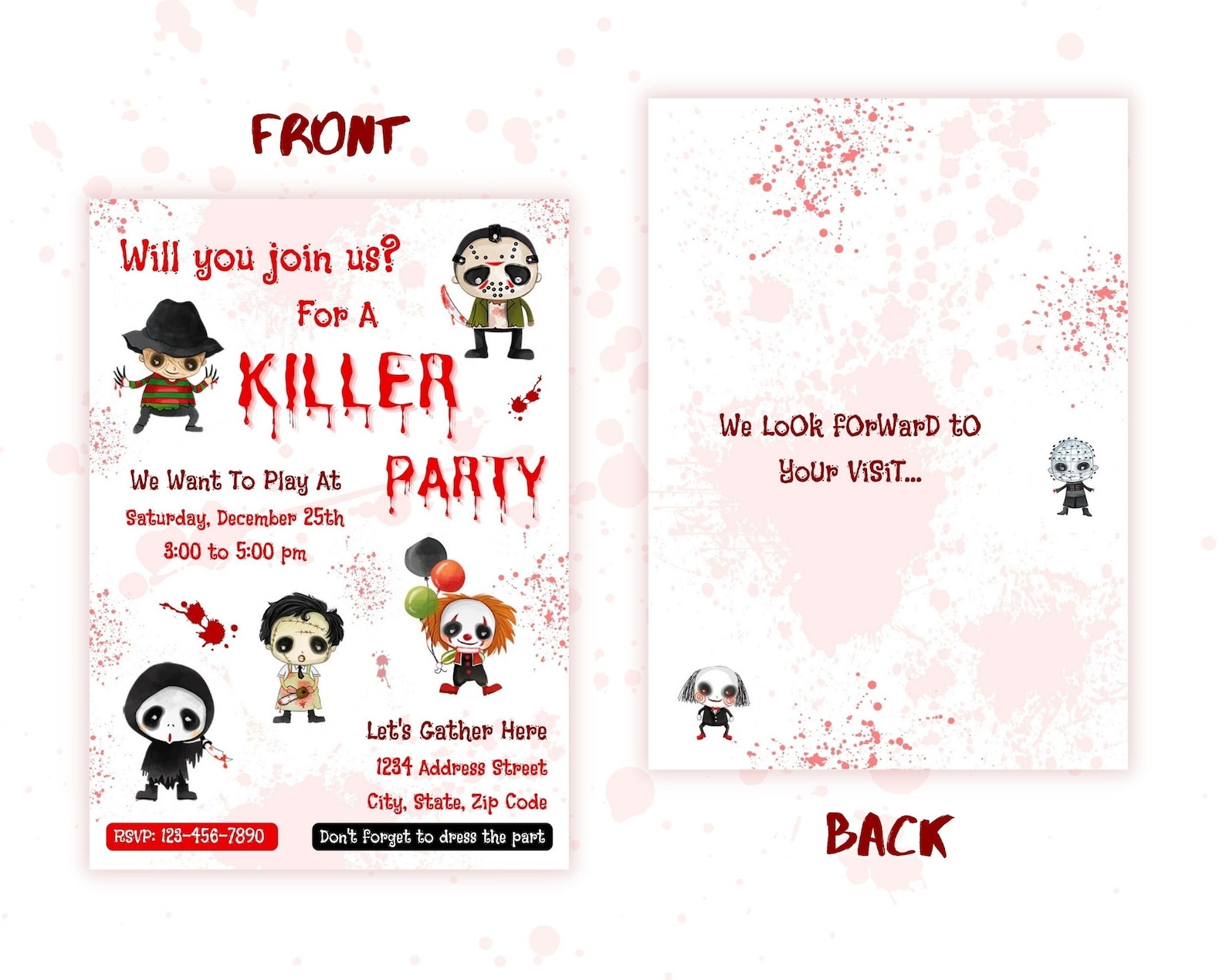 Editable Horror Invitation Template, Horror Invitation, Horror Party ...