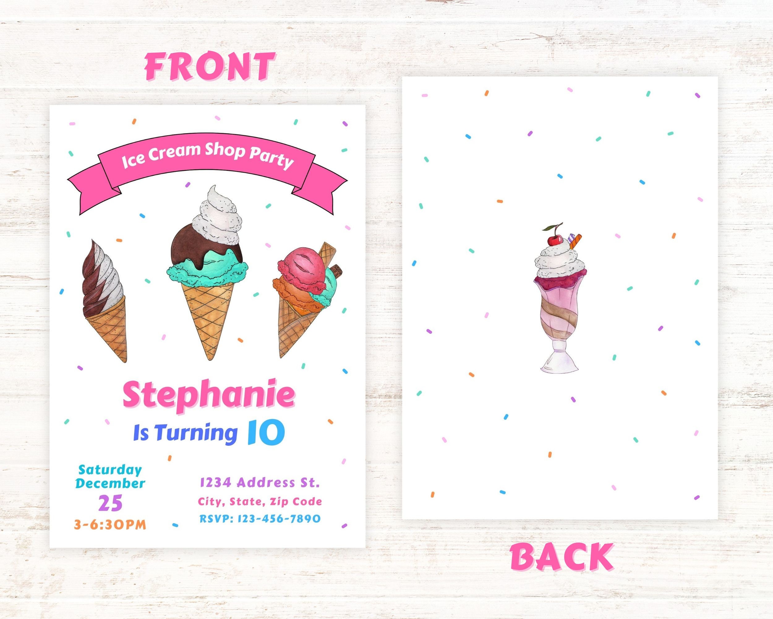 Editable Ice Cream Invitation Template, Ice Cream Invitation, Ice Cream ...
