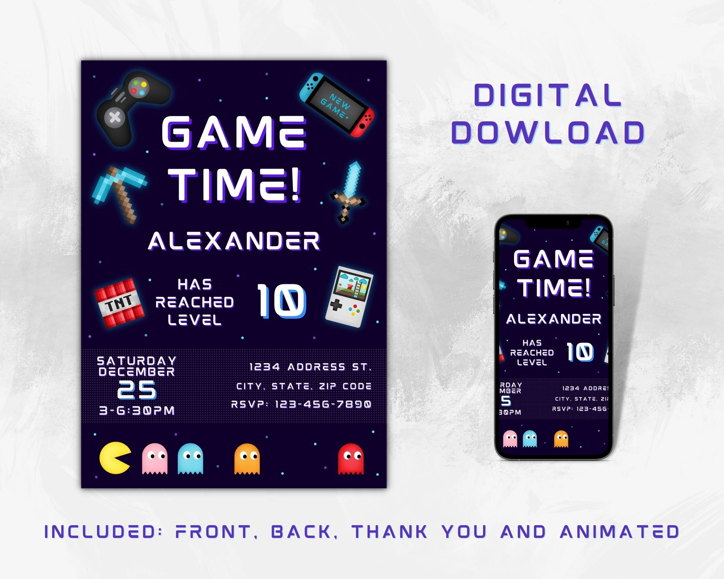 Editable Gamer Invitation Template, Gamer Invitation, Gamer Party ...