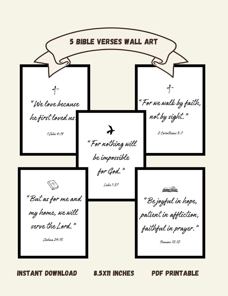 Bible Verse 5 Wall Art Printable Digital, Minimalist Design, 8.5x11 ...