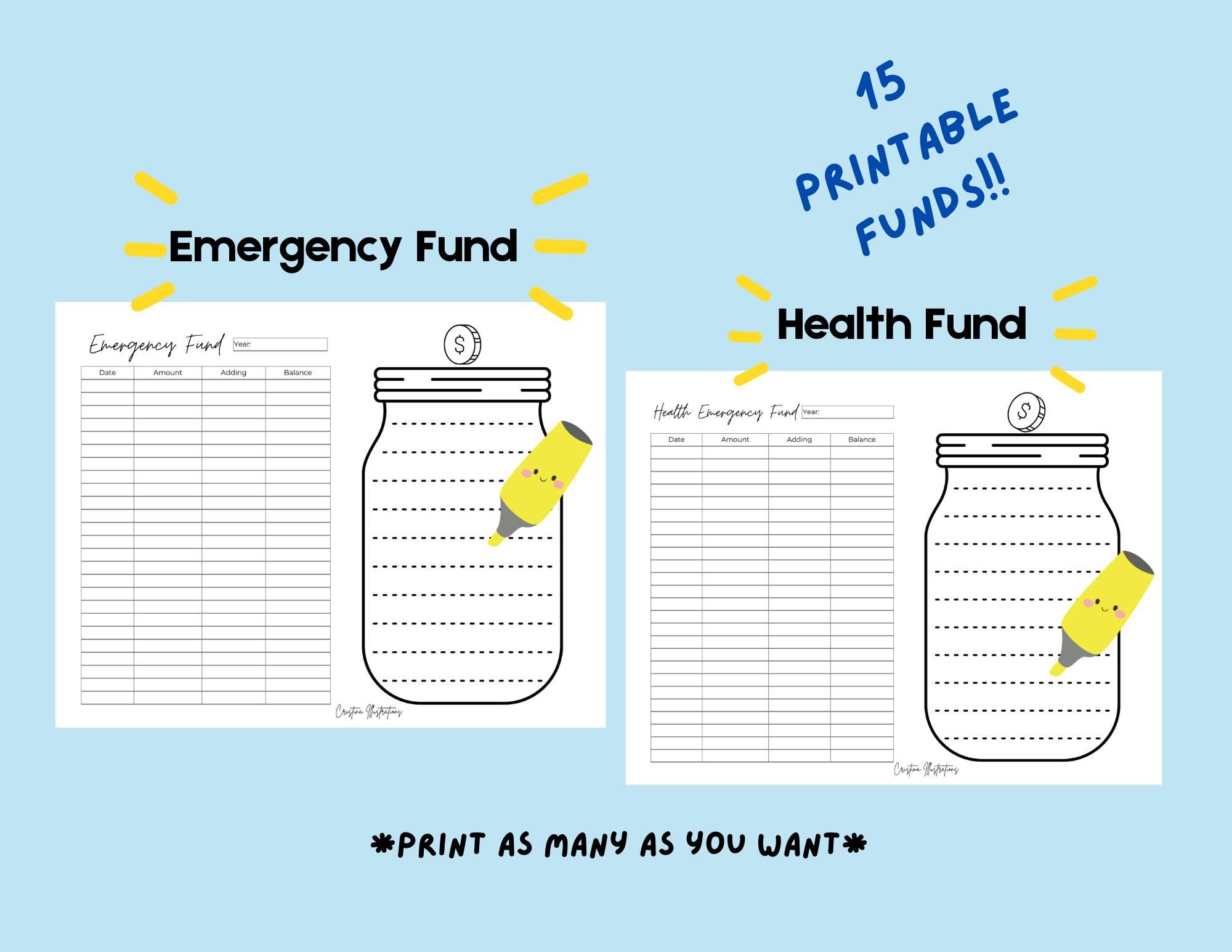 15 Printable PDF Sinking Funds Tracker - Budget Planner, Savings ...