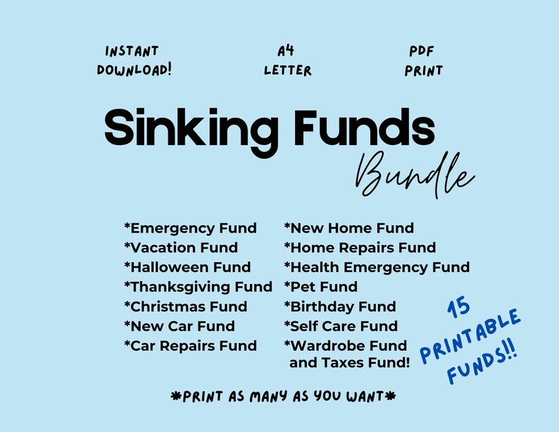 15 Printable PDF Sinking Funds Tracker - Budget Planner, Savings ...