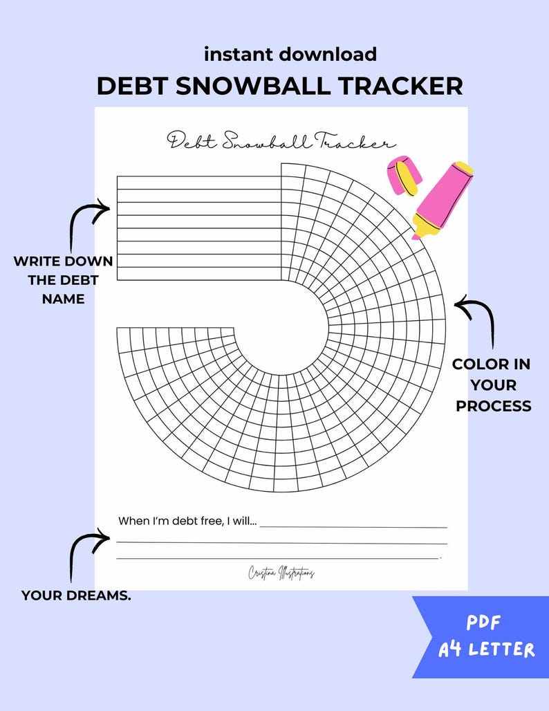 Debt Snowball Tracker Printable A4 Letter, Debt Payment, Debt Payoff ...