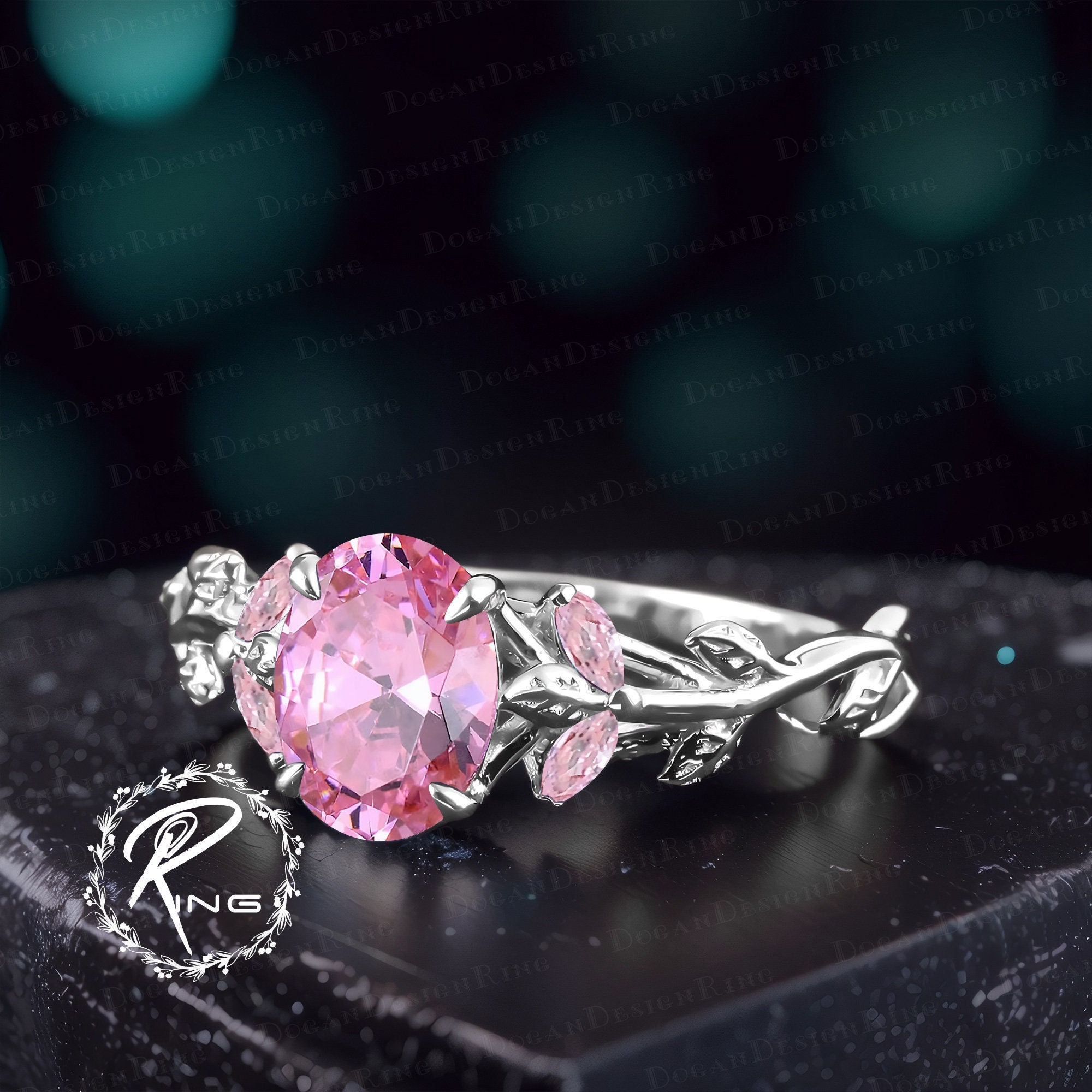 Oval pink sapphire engagement rings store