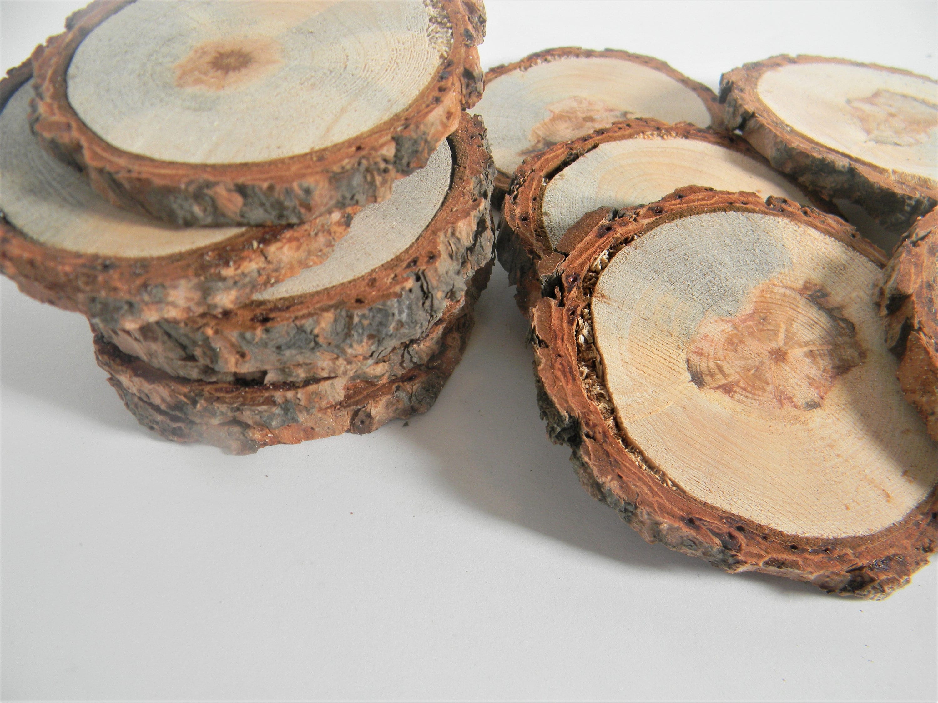 Wood Slab Coasters, Pine Wood Rounds, Ornaments for Crafting, Qty 11 ...