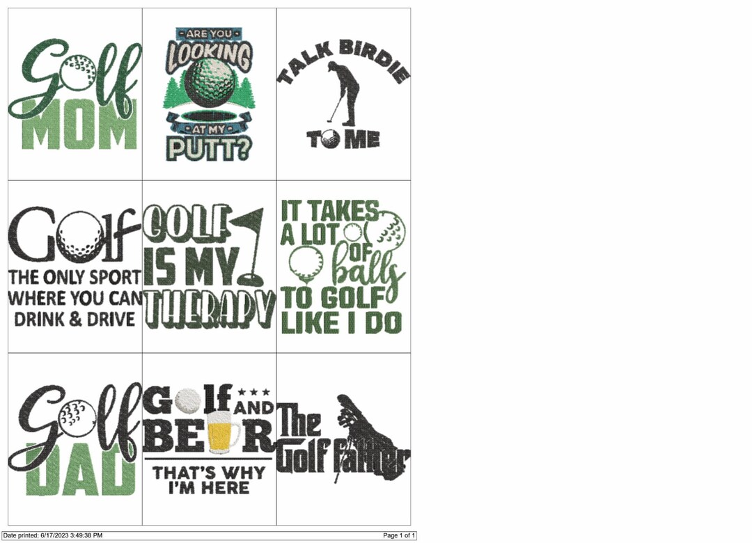 Golf Quotes Embroidery Machine Design PES JEF HUS Dst Exp Vp3 Xxx - Etsy