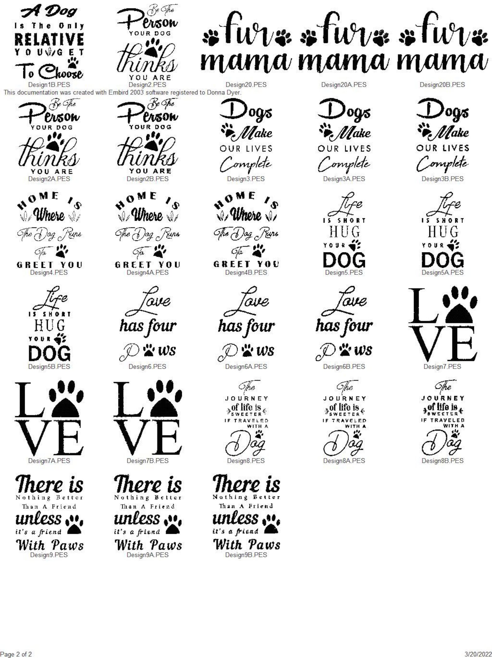 20 Dog Quotes Embroidery Machine Design PES JEF HUS Dst Exp - Etsy