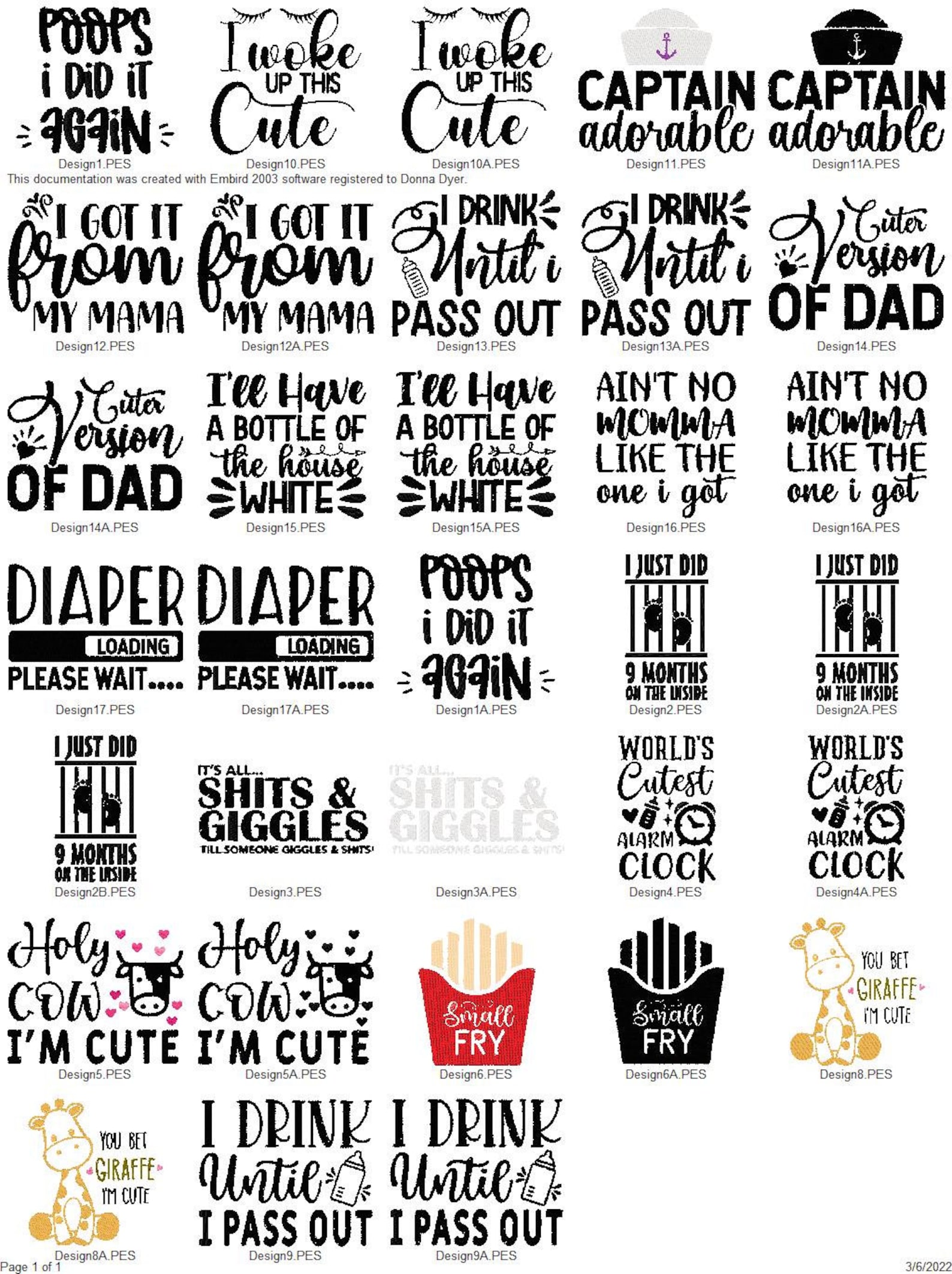 16 Baby Onesie and Bib Quotes Embroidery Machine Design PES JEF HUS Dst ...