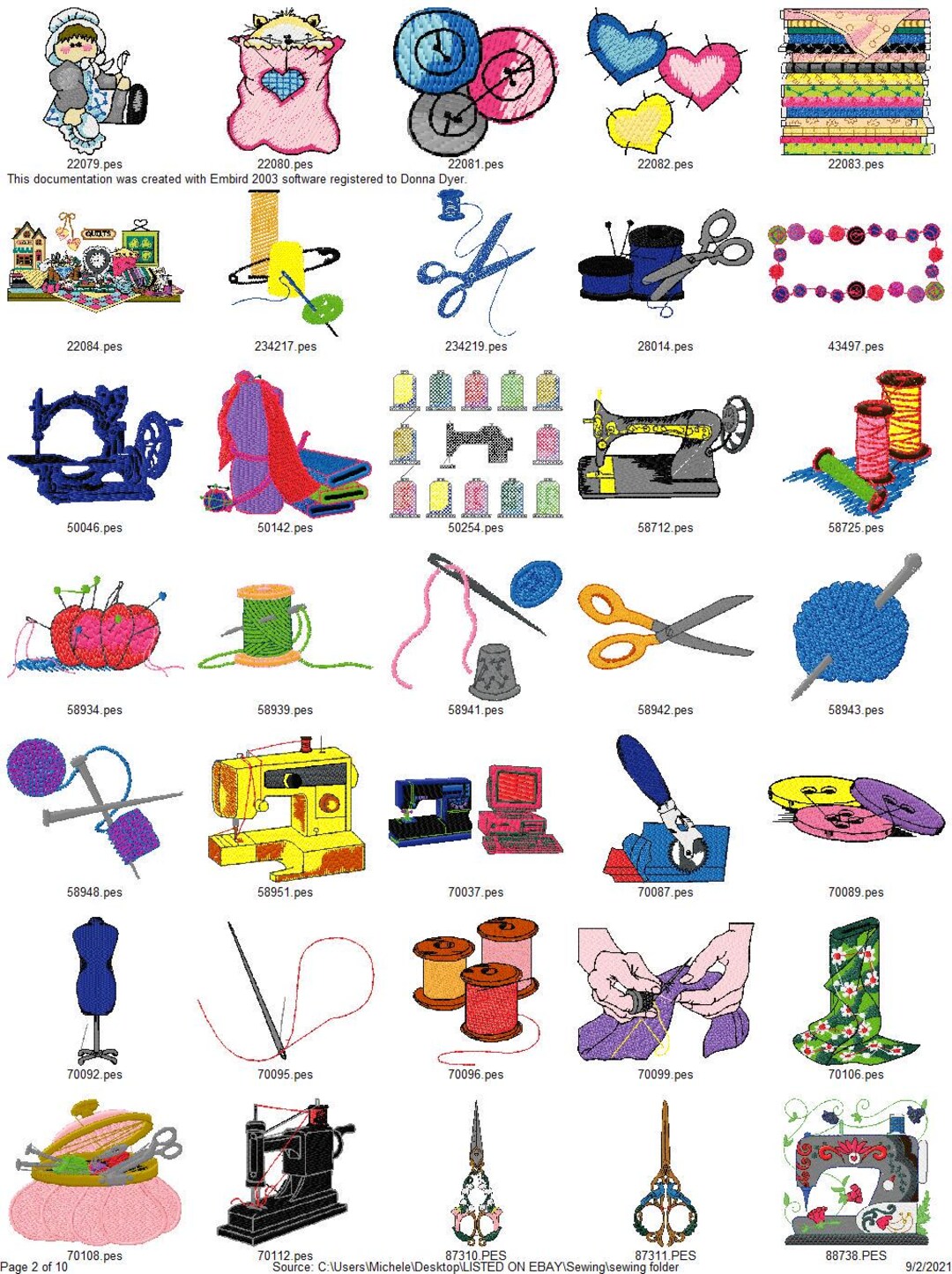 505 SEWING & CRAFT EMBROIDERY Machine Designs Collection Pes - Etsy