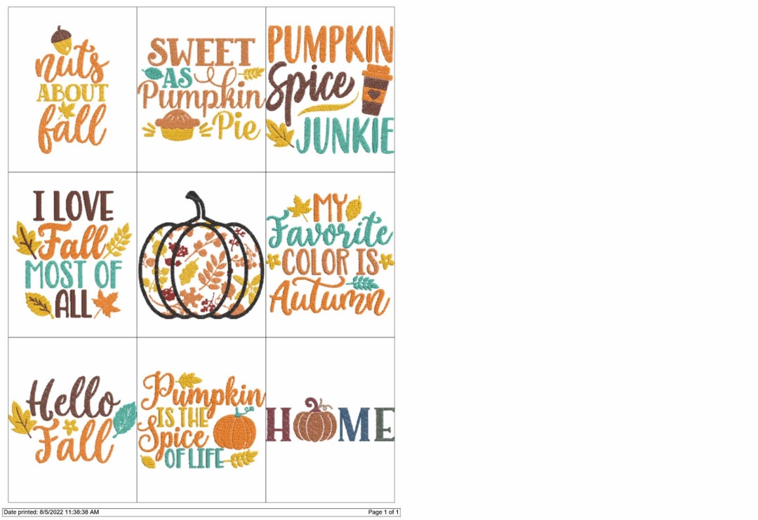 FALL QUOTES COLLECTION 01 Embroidery Machine Design Pes Jef Hus Dst Exp ...