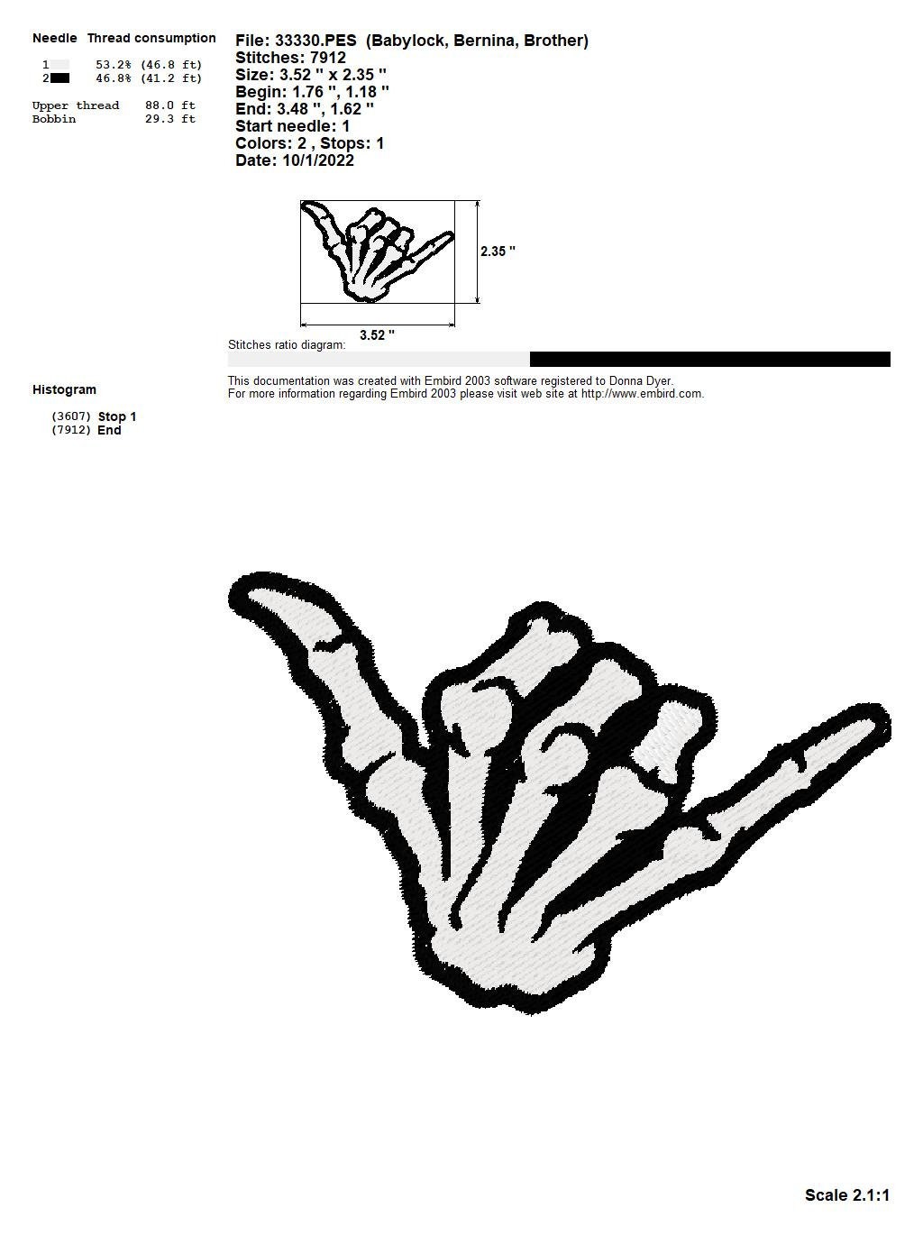 SKELETON HANDS Embroidery Machine Design PES Jef Hus Dst Exp - Etsy
