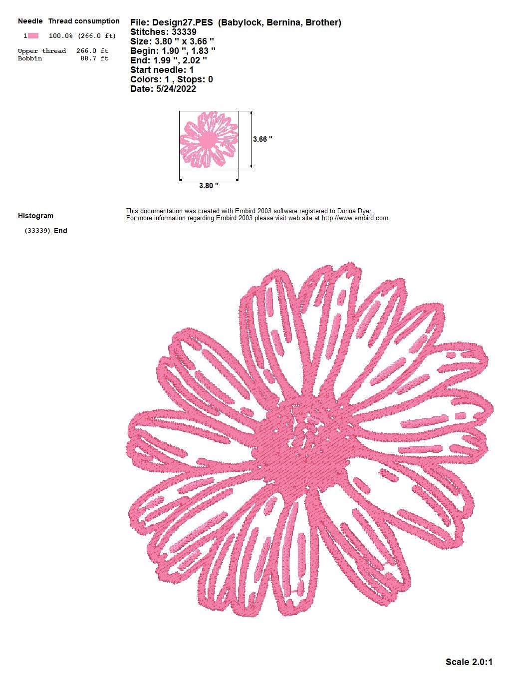 Pink Dainty Daisy Embroidery Machine Design PES Hus Dst Jef - Etsy