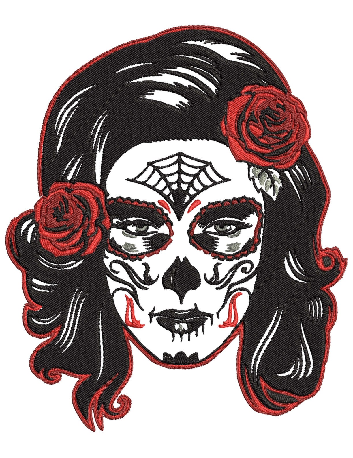 Skull With Roses Embroidery Machine Design PES HUS DST Jef Exp - Etsy