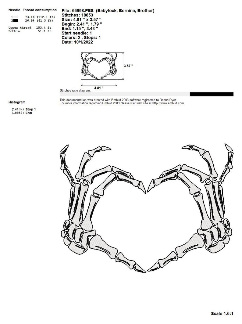 SKELETON HANDS Embroidery Machine Design PES Jef Hus Dst Exp - Etsy