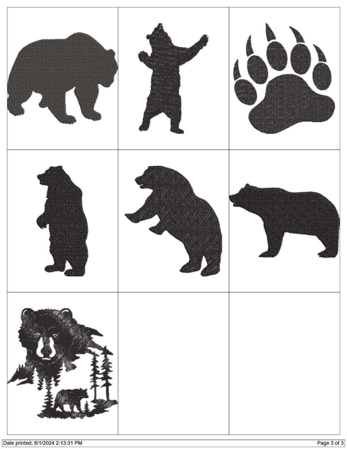 25 BEAR SILHOUETTES Embroidery Machine Design Pes Hus Dst Jef Exp Vp3 ...