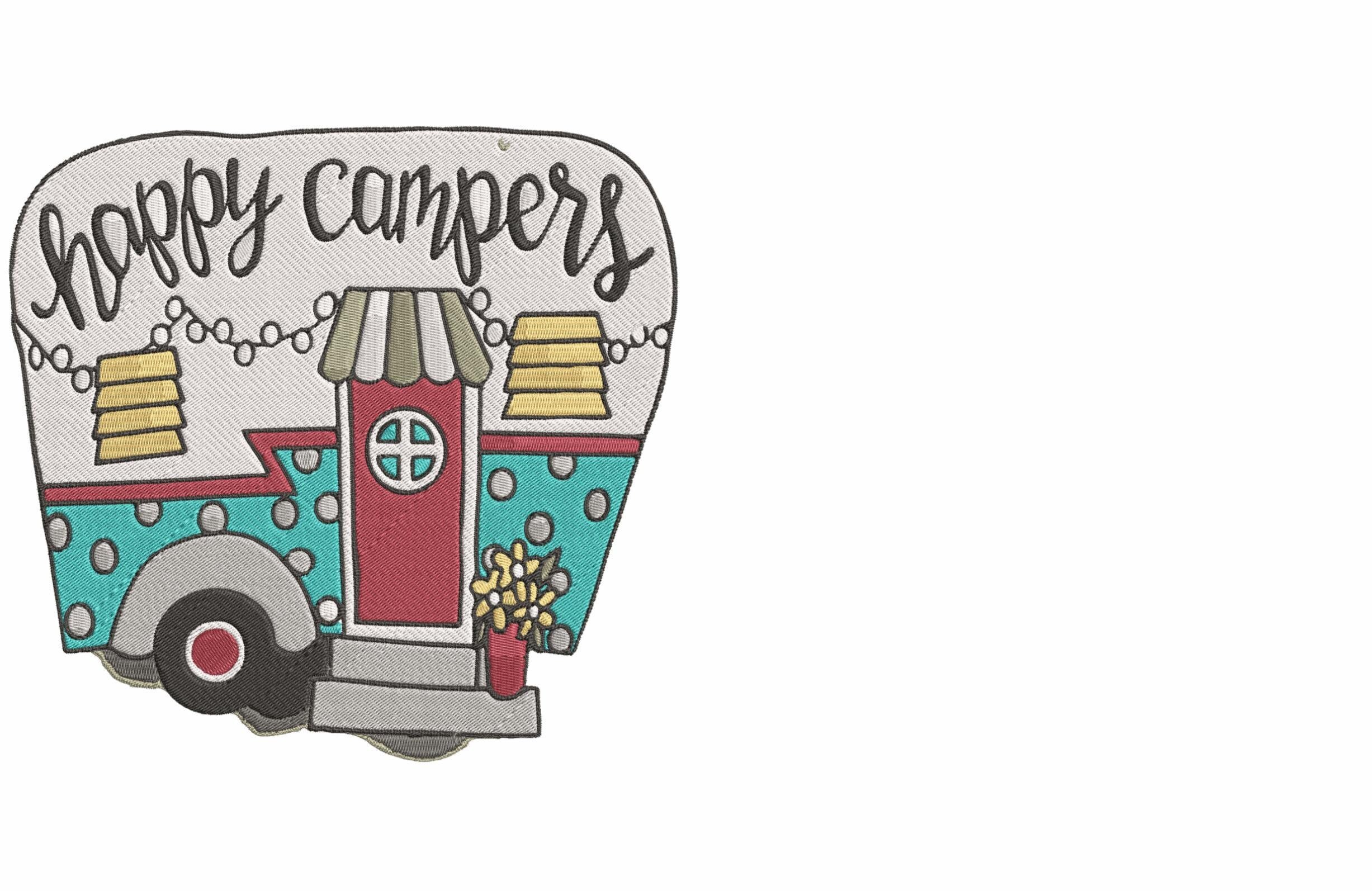 Happy Camper Retro RV Embroidery Machine Design PES HUS Jef - Etsy