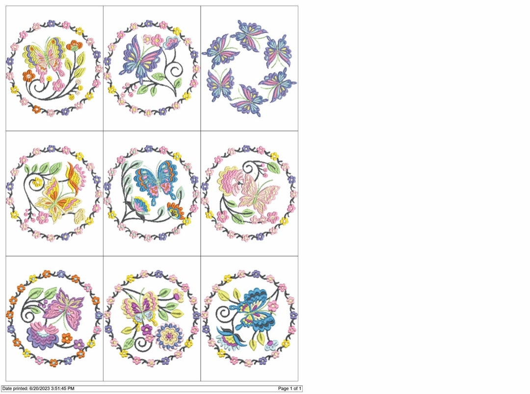 Butterfly Circles Embroidery Machine Design PES Jef Hus Dst Exp Vp3 Xxx ...