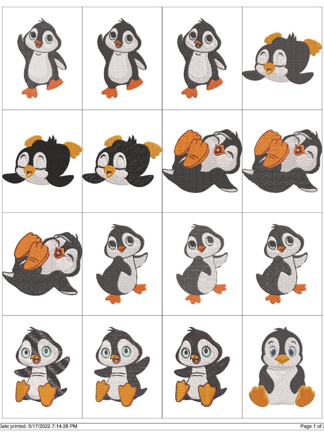 10 Baby Penguins Embroidery Machine Design PES JEF HUS Dst Exp Vp3 Xxx ...