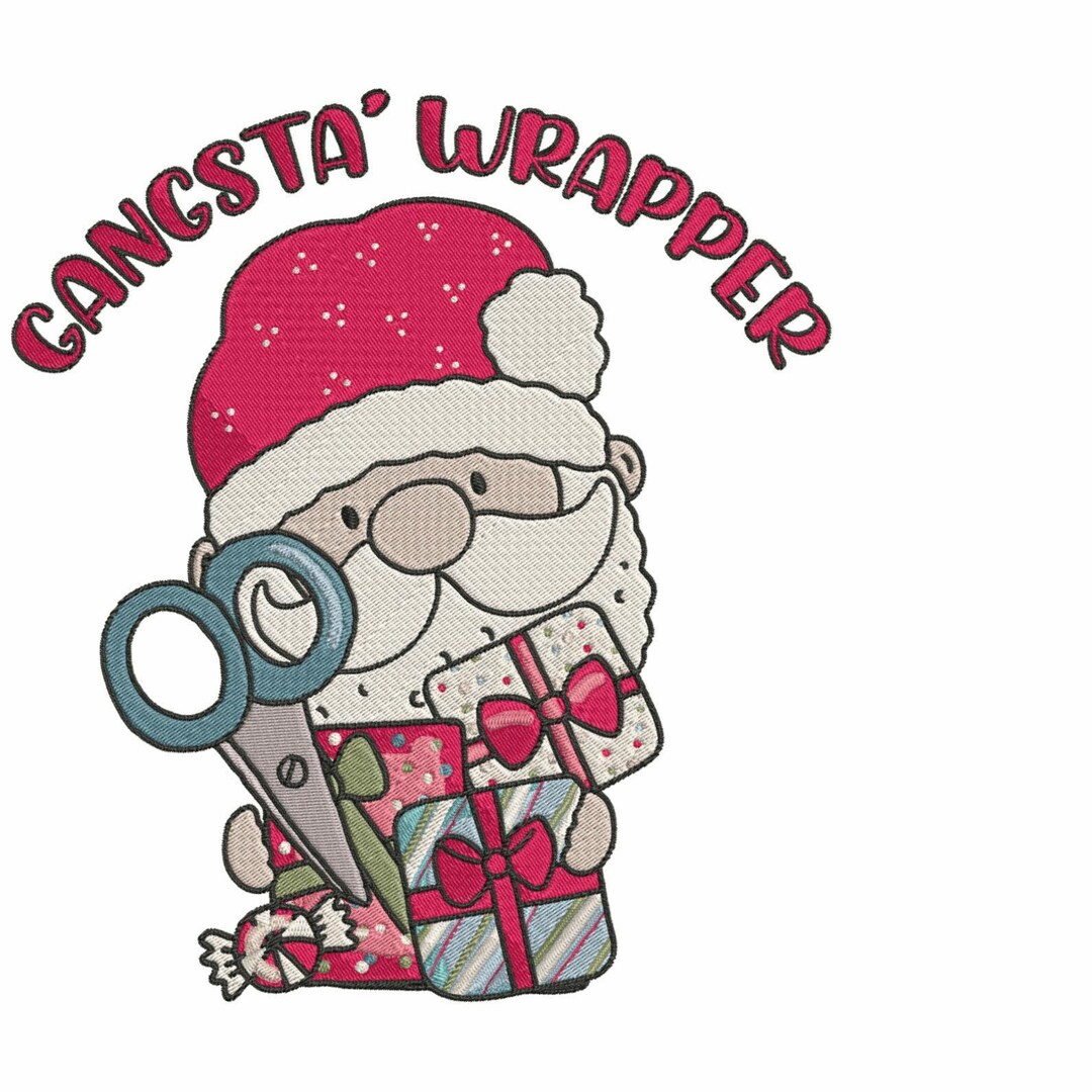 Christmas SANTA GANGSTA' WRAPPER Embroidery Design (pes, Hus, Exp, Jef ...