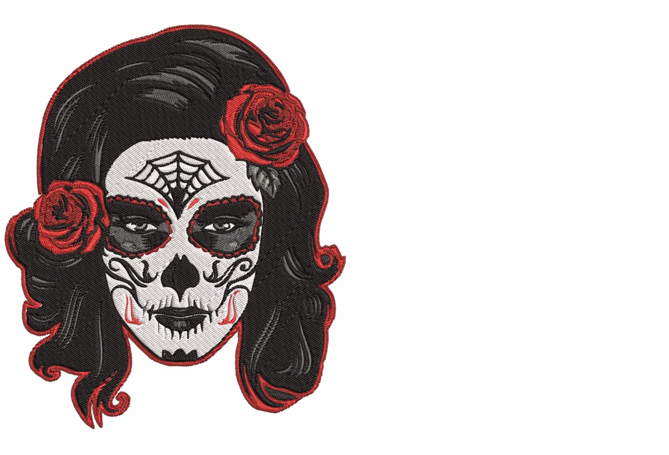 Skull With Roses Embroidery Machine Design PES HUS DST Jef Exp Vp3 Xxx ...