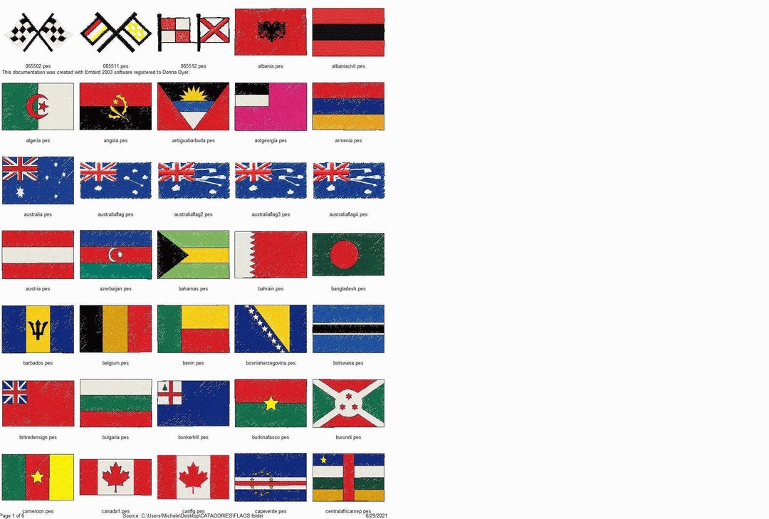 FLAGS Embroidery Machine Design Pes Jef Hus Dst Exp Vp3 Xxx - Etsy