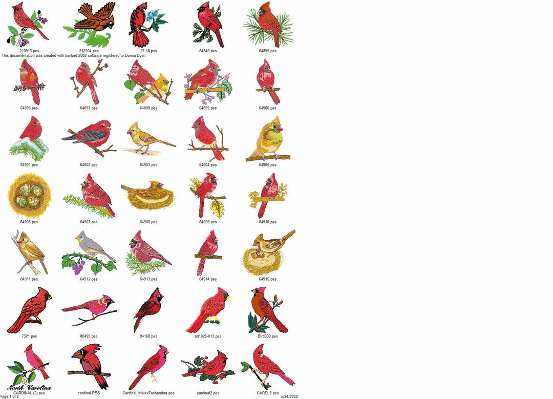 CARDINALS Collection Embroidery Machine Design Pes Jef Hus Dst Exp Vp3 ...