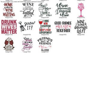 18 Wine Quotes Embroidery Machine Design PES JEF HUS Dst Exp Vp3 Xxx - Etsy