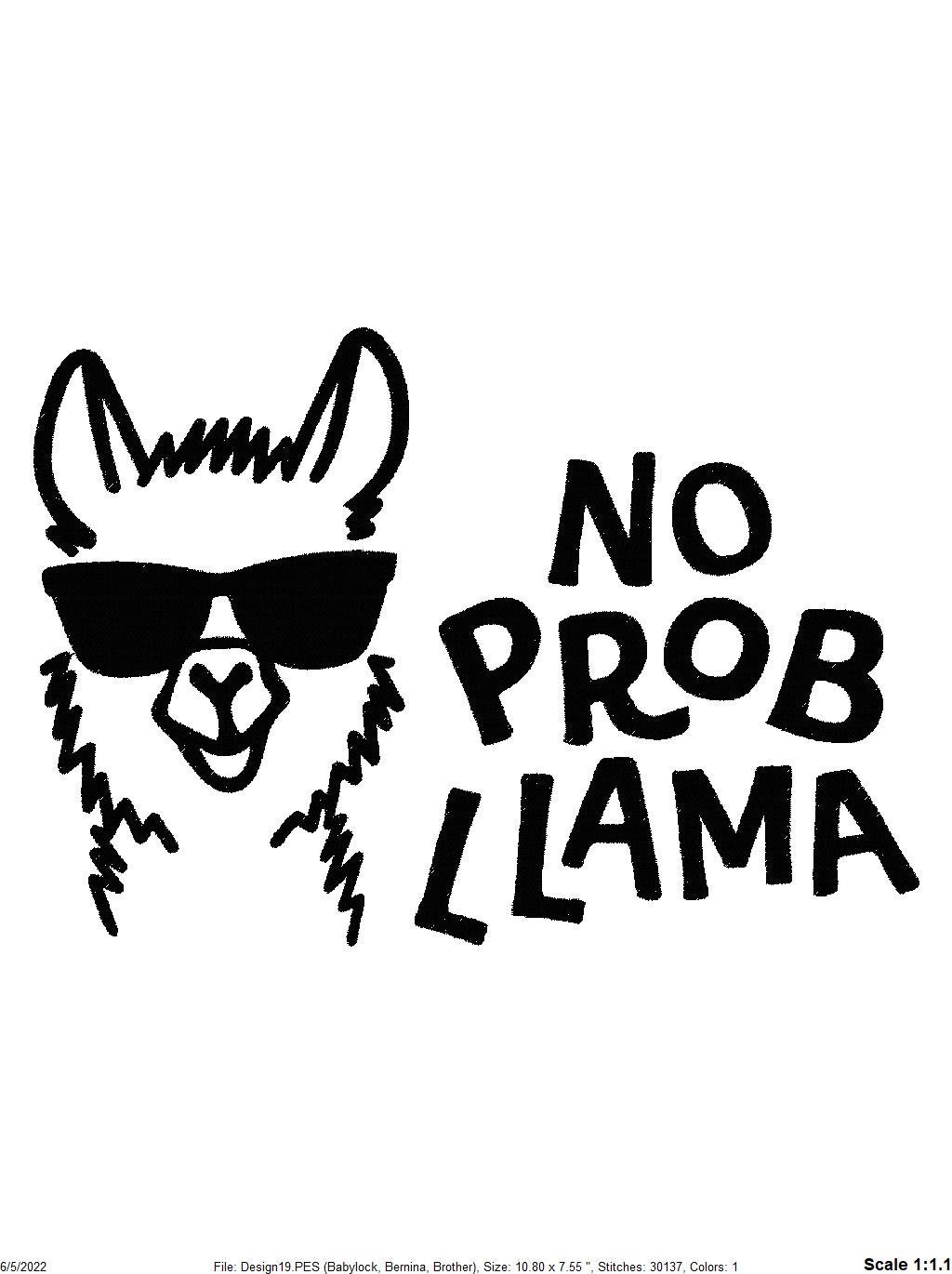 NO PROB LLAMA Embroidery Machine Design Pes Hus Dst Jef Exp Vp3 Xxx - Etsy