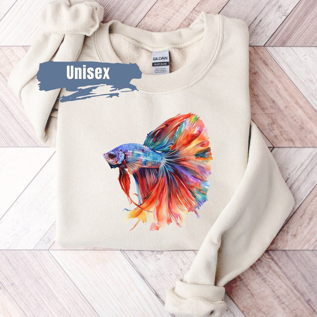 Betta Fish Vibrant Color Sweatshirt | Betta Fish Sweater | Siamese ...