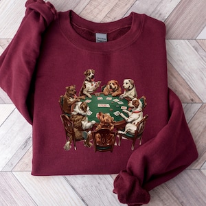 Dogs Playing Poker Sweatshirt | Dogs Playing Cards on a Shirt | Funny ...