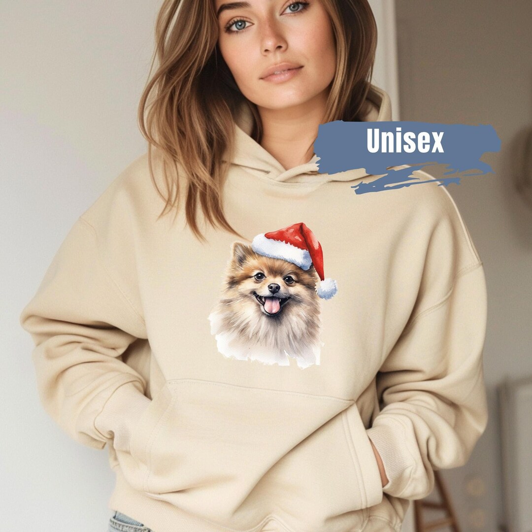 Cute Pomeranian Christmas Santa Hat Hoodie | Pomeranian Hoodie ...