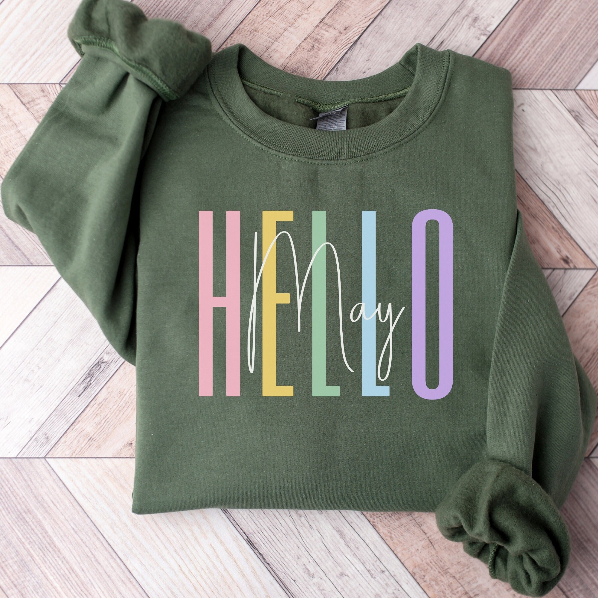 Cute Spring Sweatshirt Hello May Sweater Spring Flowers Shirt Spring ...