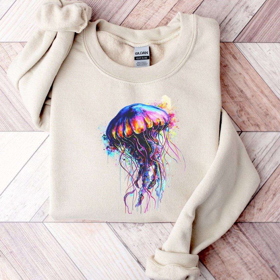 Jellyfish Vibrant Color Sweatshirt | Under the Sea Sweater | Jellyfish ...