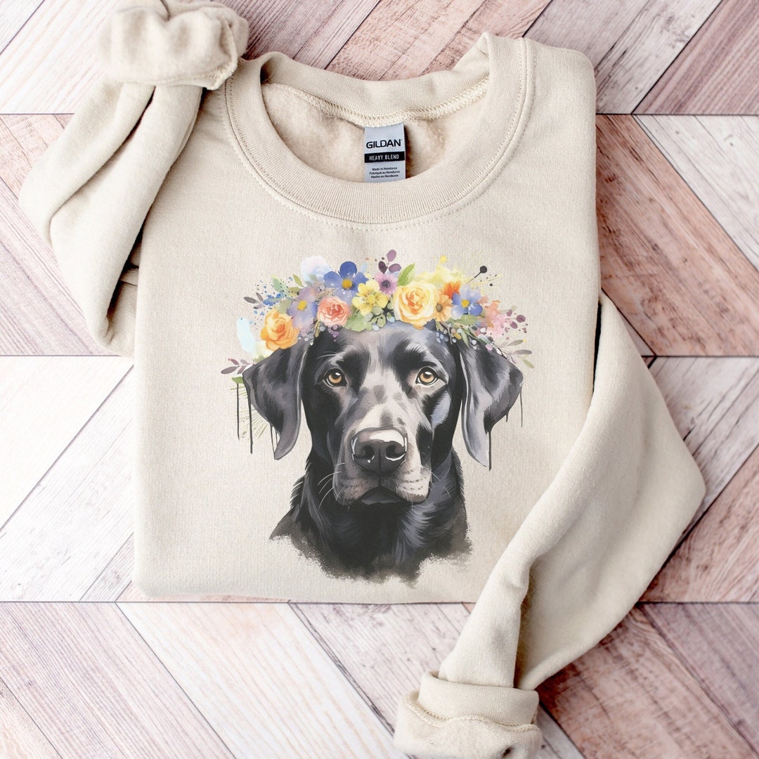 Black Lab Flower Sweatshirt | Black Lab Sweater | Chocolate Lab ...