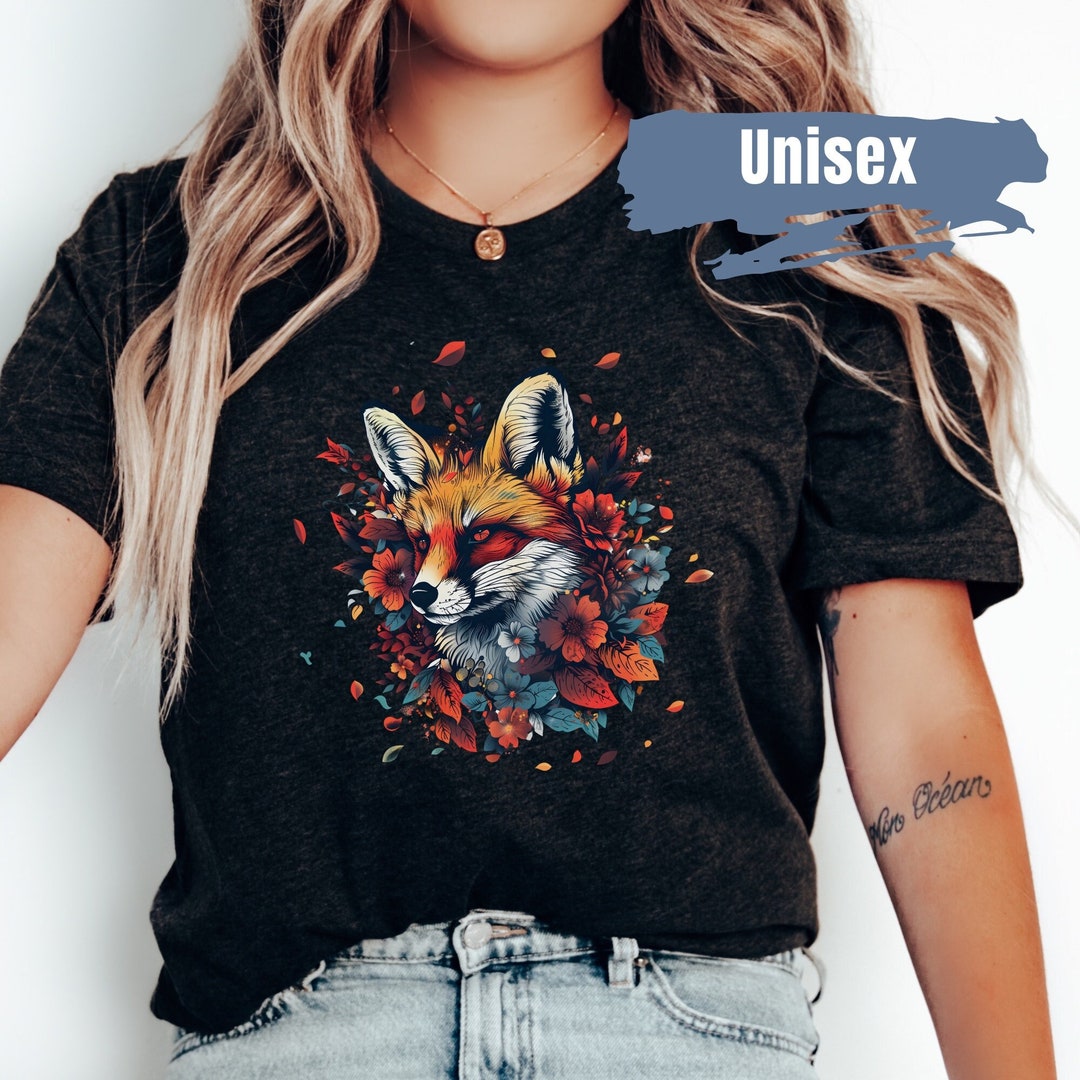 Colorful Cute Red Fox Shirt | Animal Lovers T Shirt for Women | Shirt ...
