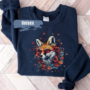 Cute Colorful Fox Sweatshirt | Cottagecore Animal Lover Gift | Red Fox ...
