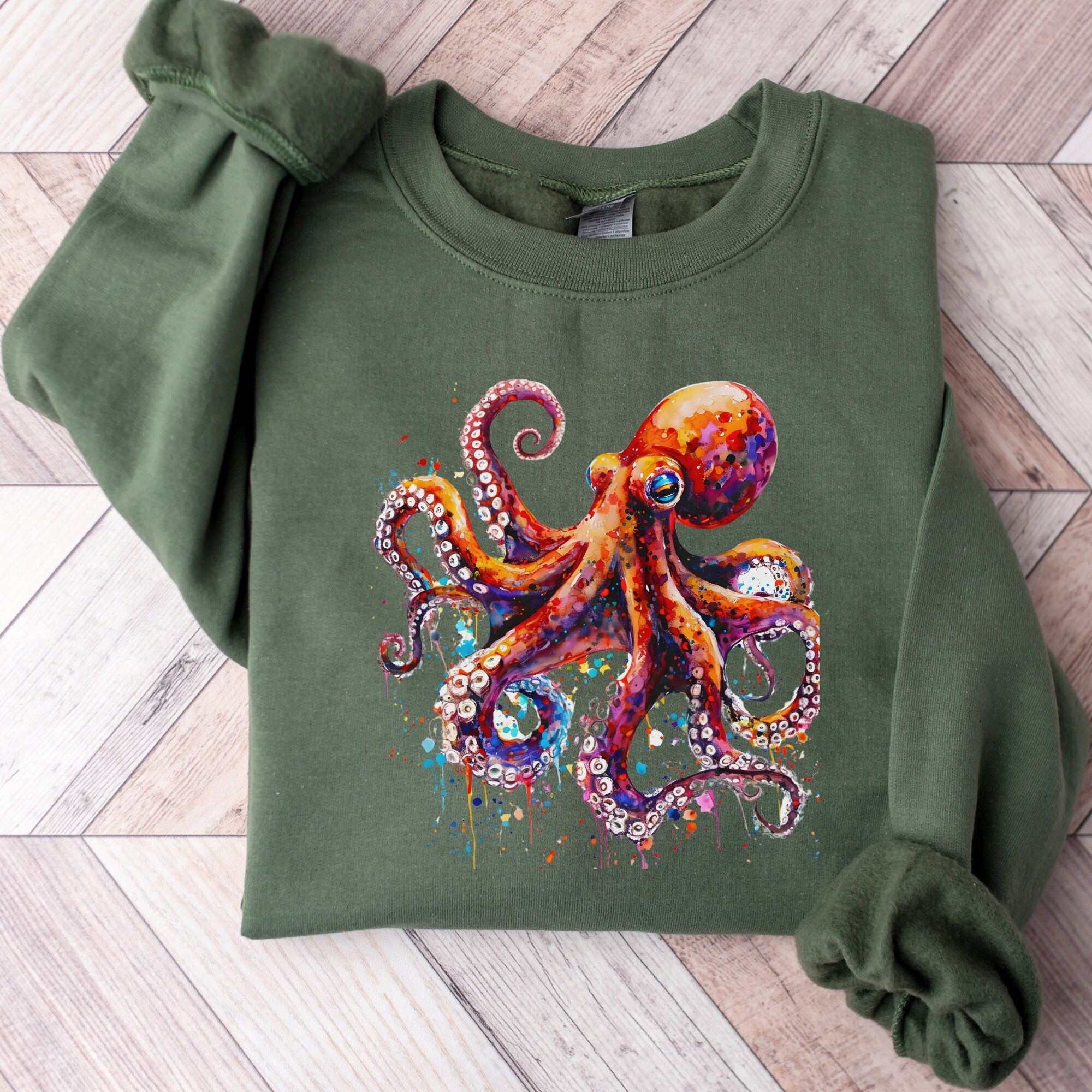 Octopus Vibrant Color Sweatshirt | Ocean Lover Gift | Ocean Sweater ...