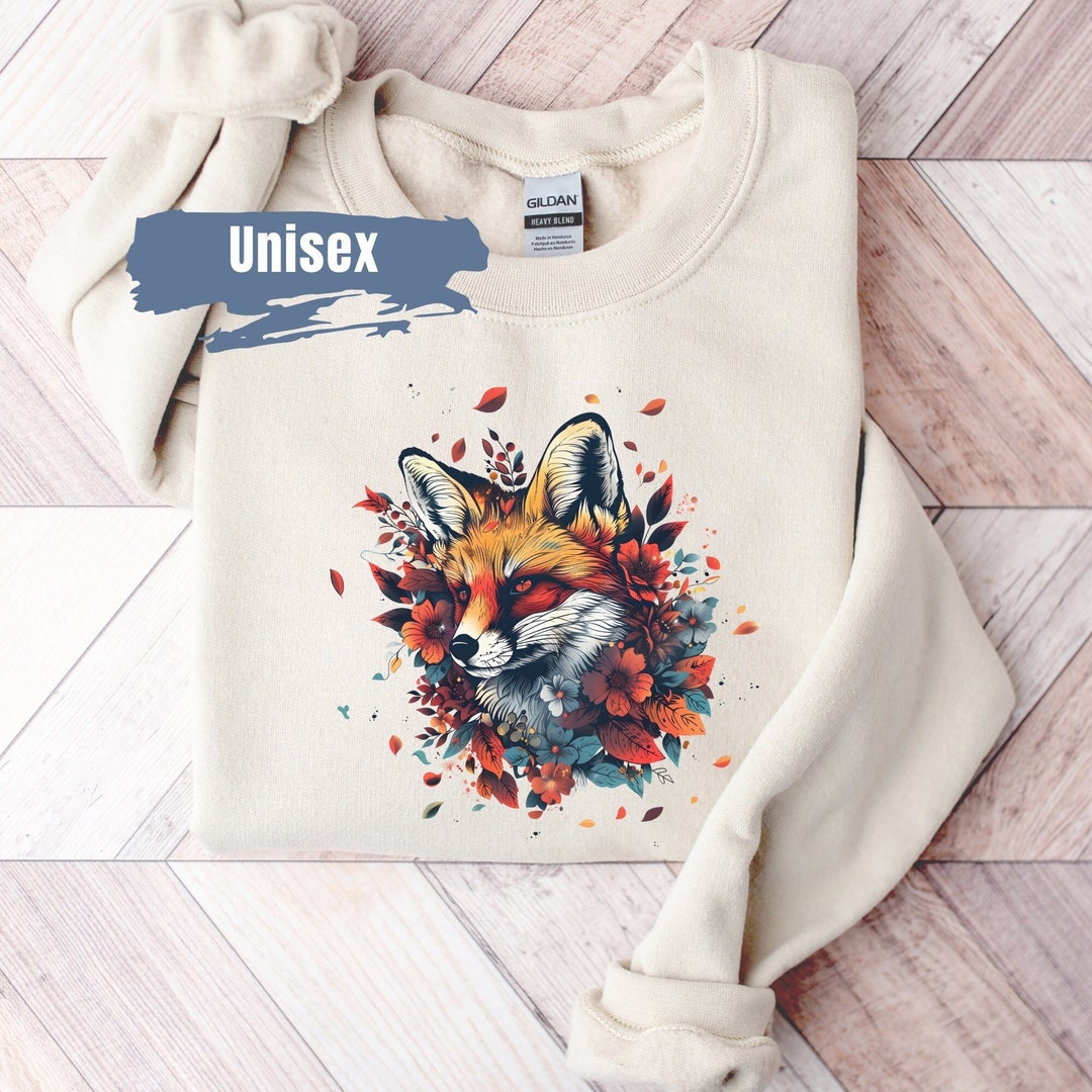Cute Colorful Fox Sweatshirt | Cottagecore Animal Lover Gift | Red Fox ...