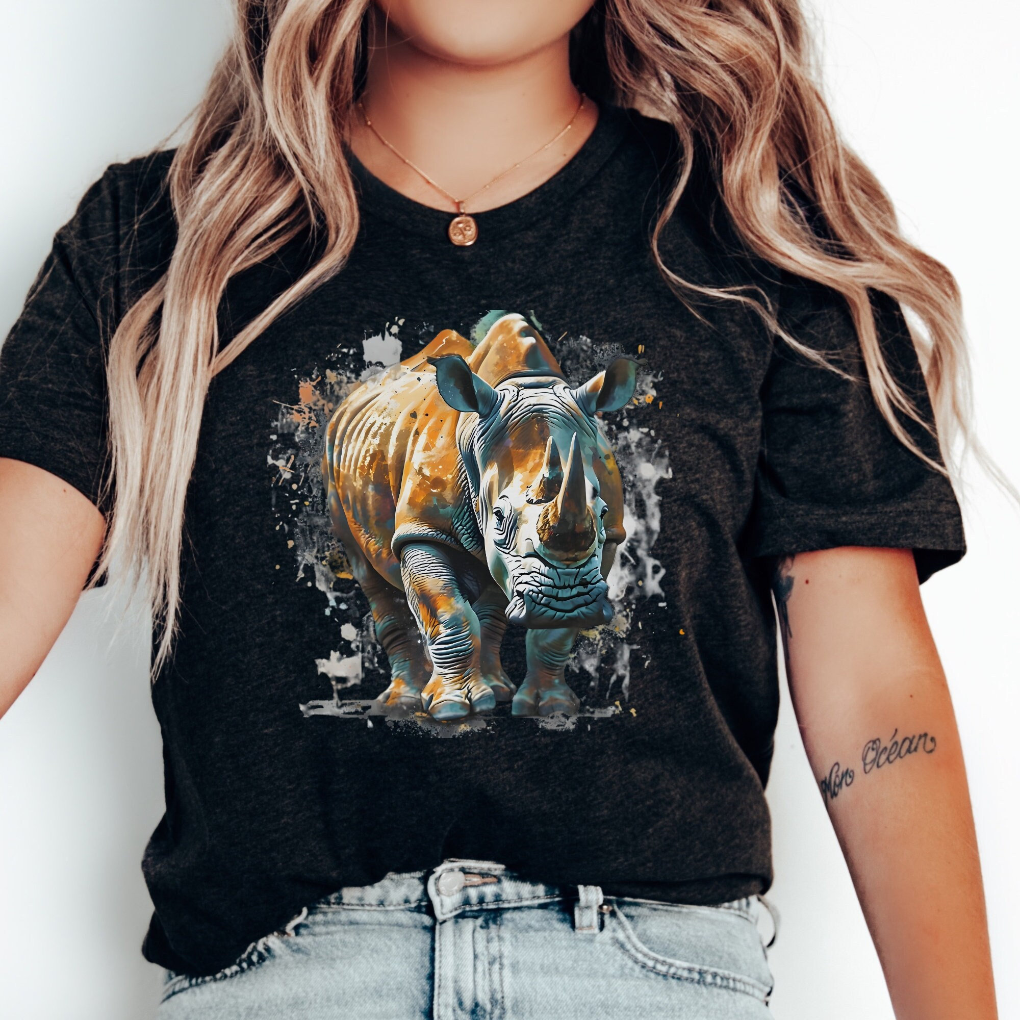 Rhinoceros Vibrant Color Shirt Rhino Tshirt Animals Shirt Rhino Gift ...