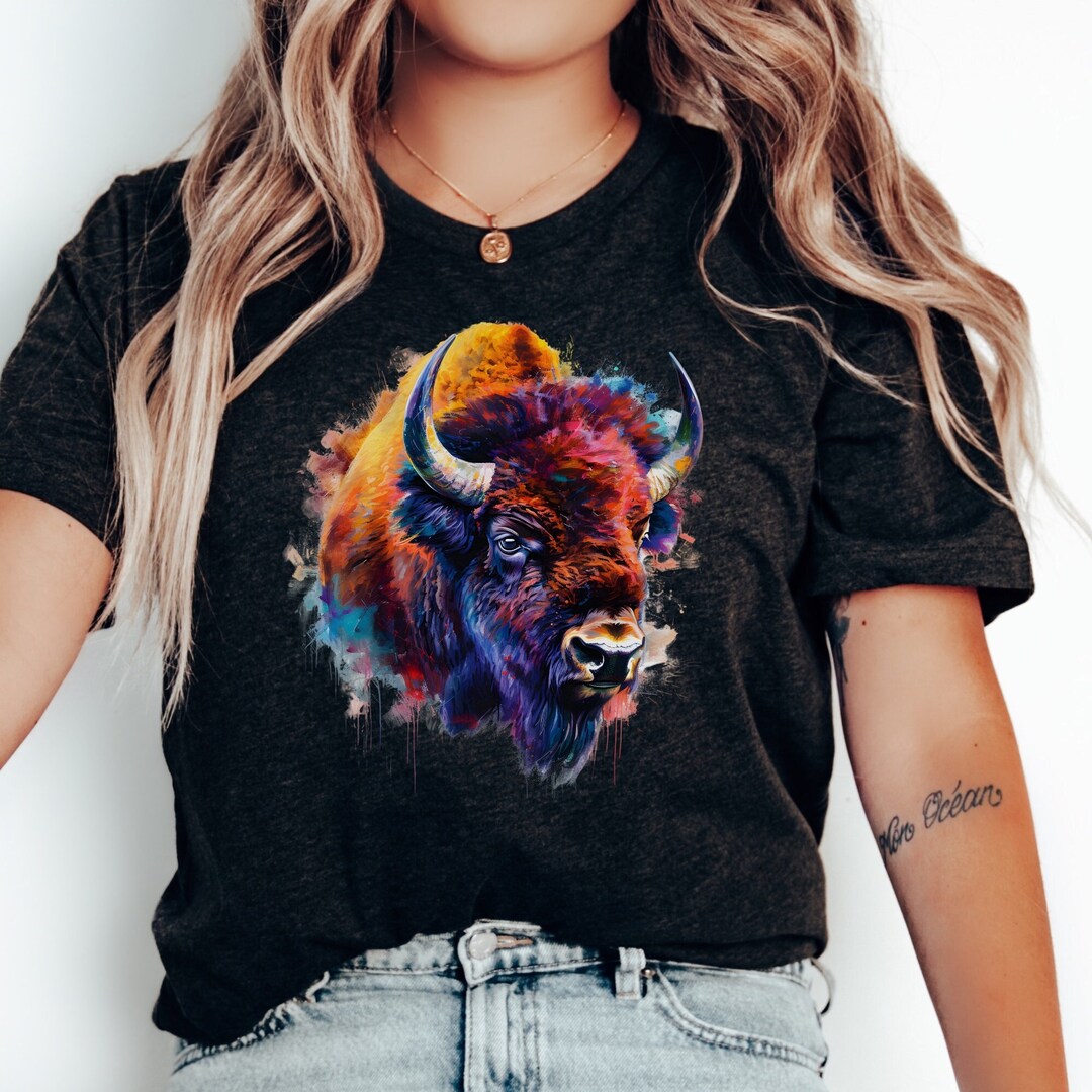 Bison Vibrant Watercolors Shirt | Buffalo Shirt | Bison T-shirt ...