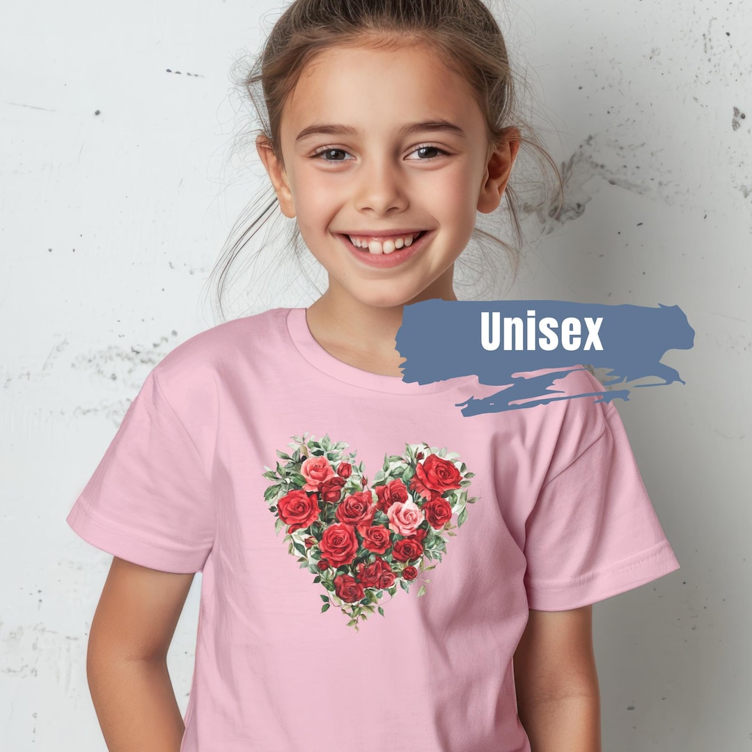Rose Flower Heart Kids Shirt | Youth Wildflower Shirt | Kids Floral ...