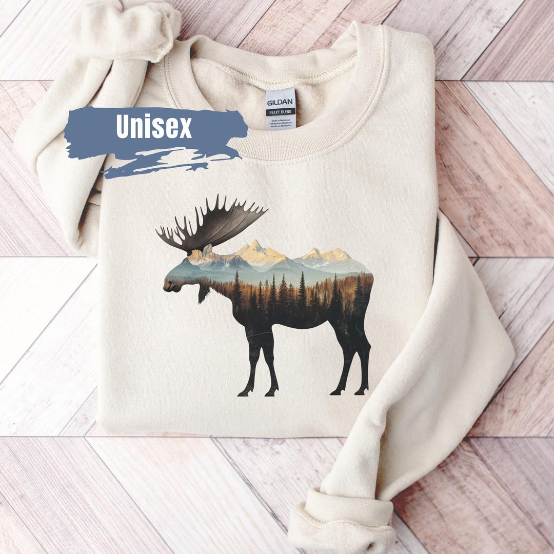 Moose Mountain Silhouette Sweatshirt | Moose Sweatshirt | Gifts for Dad ...