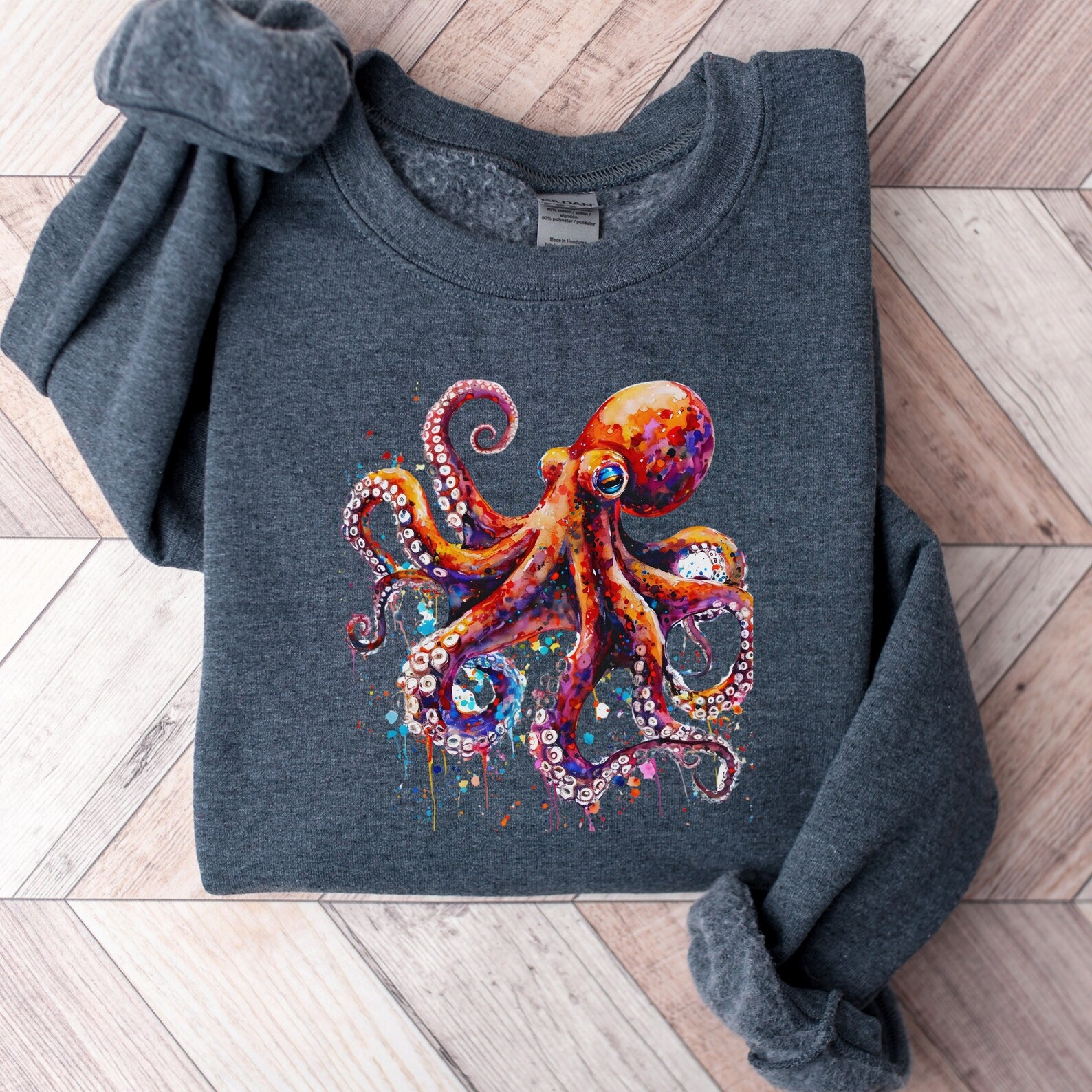 Octopus Vibrant Color Sweatshirt | Ocean Lover Gift | Ocean Sweater ...