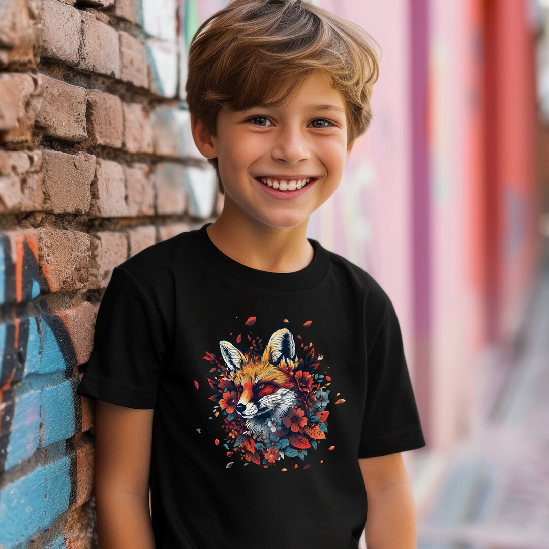 Colorful Cute Kids Red Fox Shirt | Kids Fox Gift | Daughter Gift Tee ...