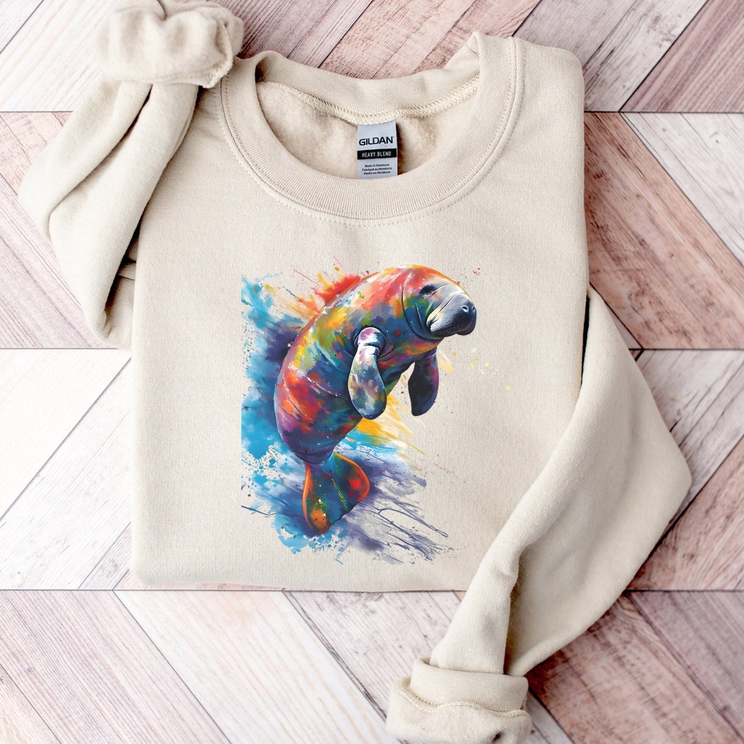 Manatee Vibrant Color Sweatshirt | Manatee Lover Gift | Manatee Sweater ...