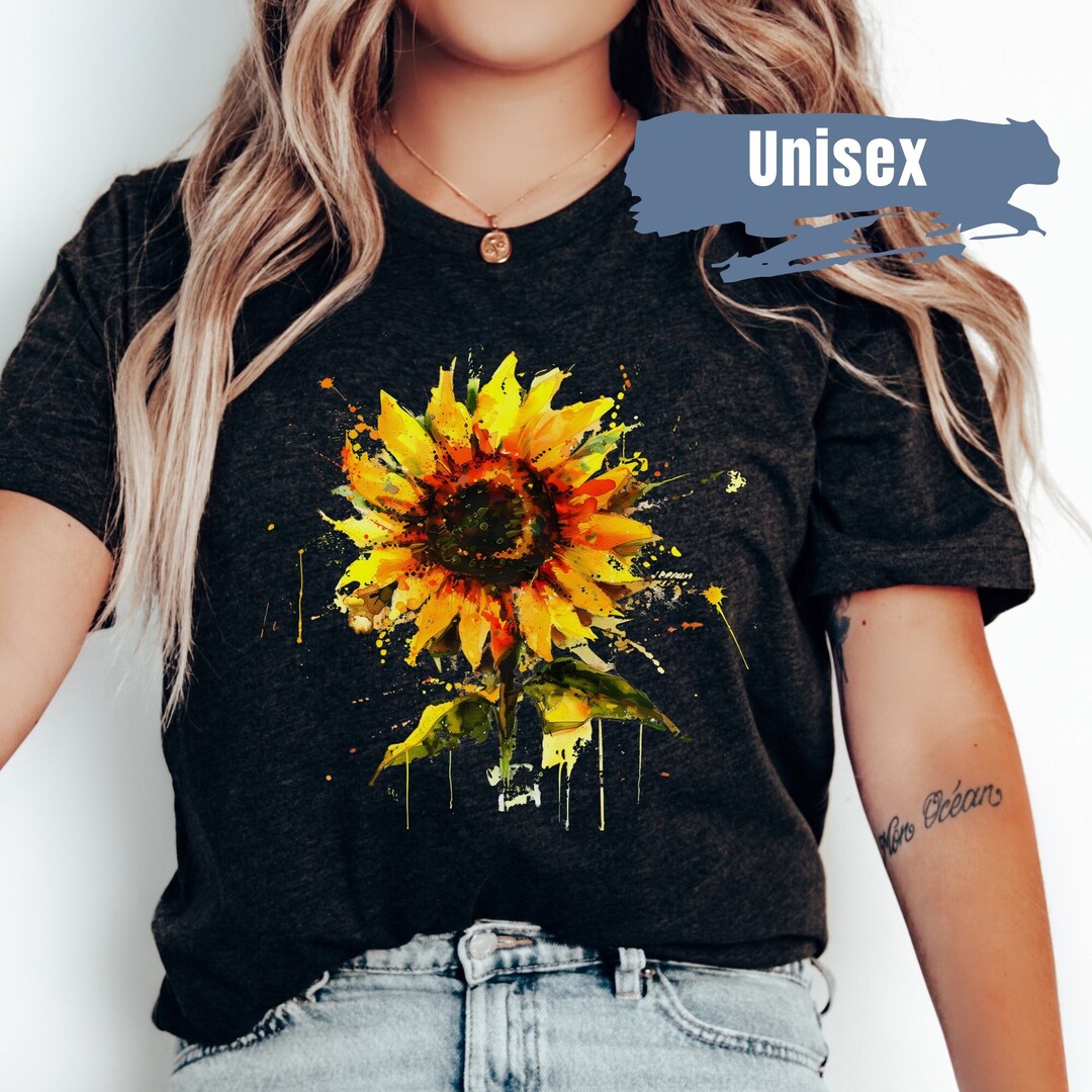 Sunflower Ink Style Shirt | Shirt for Sunflower Lovers | Floral Tee ...