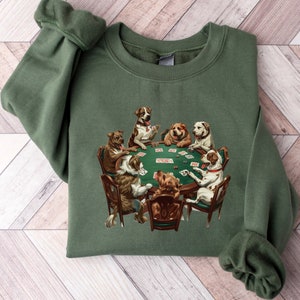 Dogs Playing Poker Sweatshirt | Dogs Playing Cards on a Shirt | Funny ...