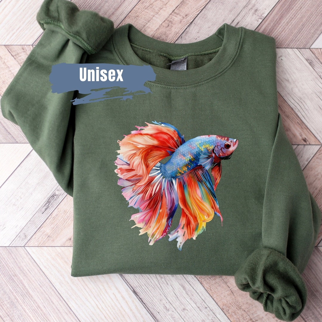 Betta Fish Vibrant Color Sweatshirt | Betta Fish Sweater | Siamese ...