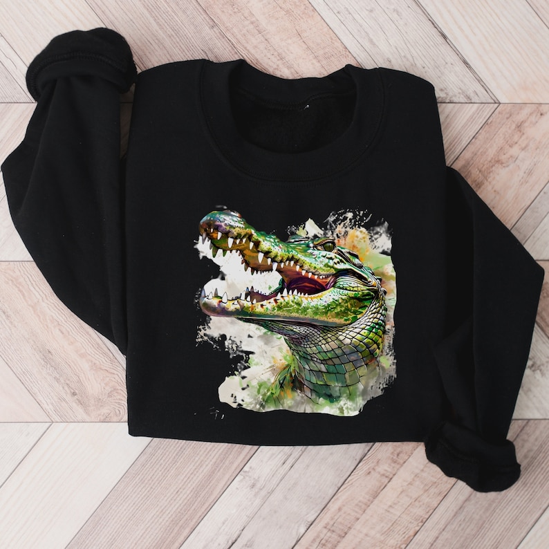 Crocodile Vibrant Sweatshirt Alligator Sweater Gift for Her Graphic ...