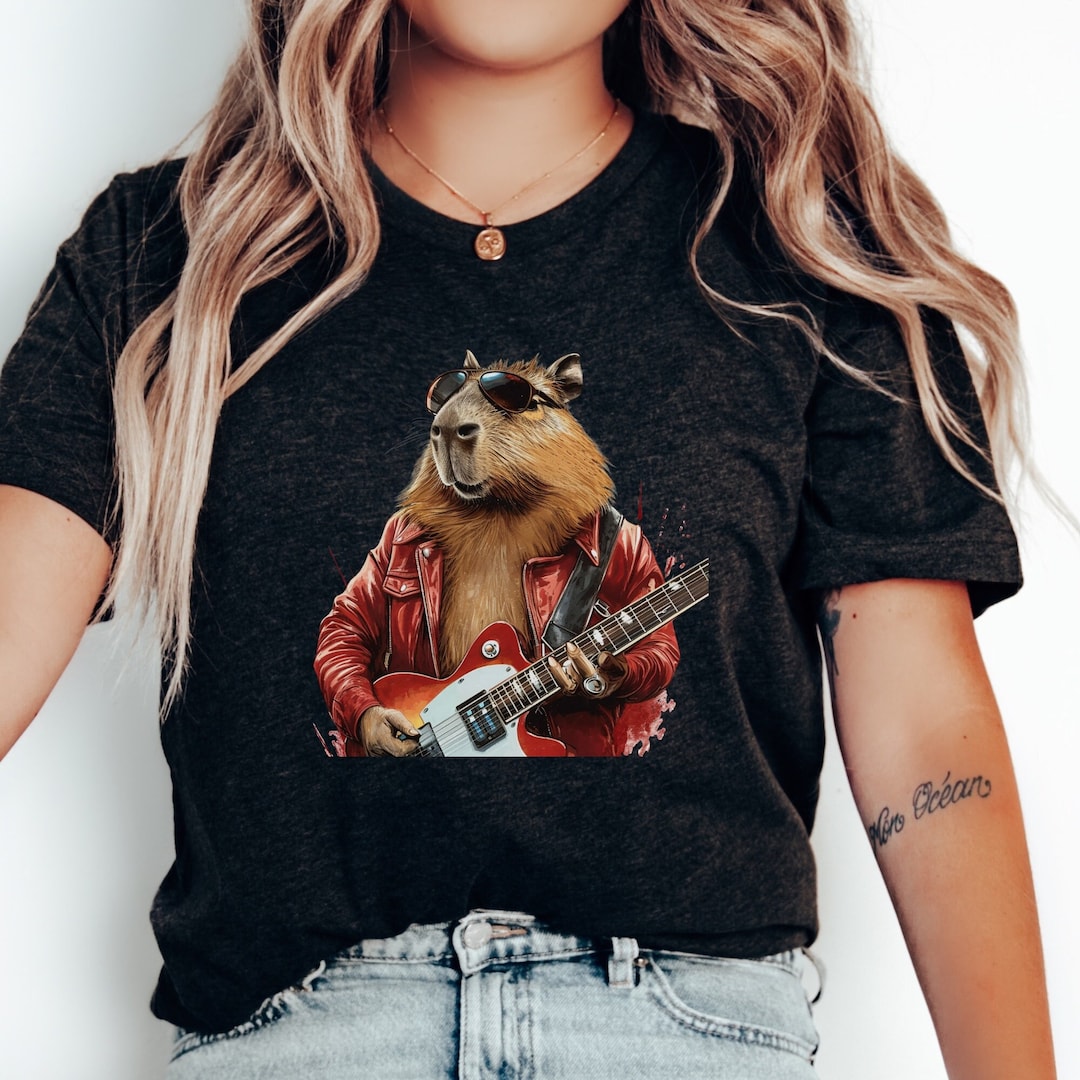Camisa divertida de Capybara Rock Star / Camiseta gráfica de Capybara ...